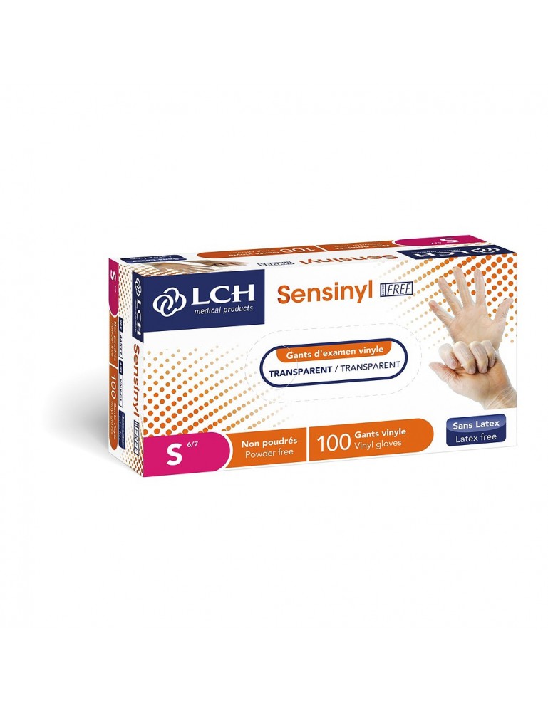 Gants Sensinyl LCH – Gants jetables vinyle sans latex - Boîte 100 Taille S